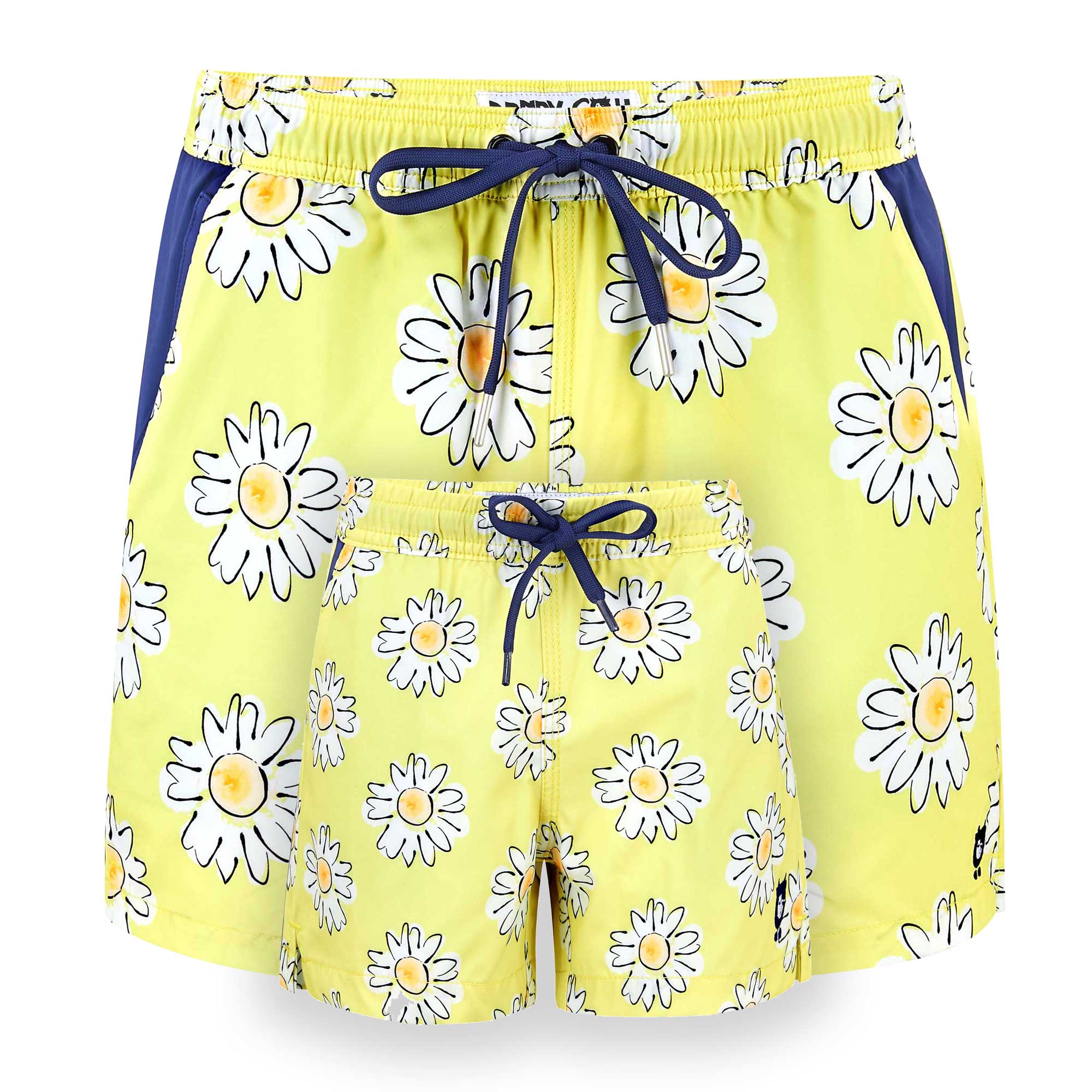 Matching Father & Son Yellow Daisies Swim Shorts Trunks | Randy Cow
